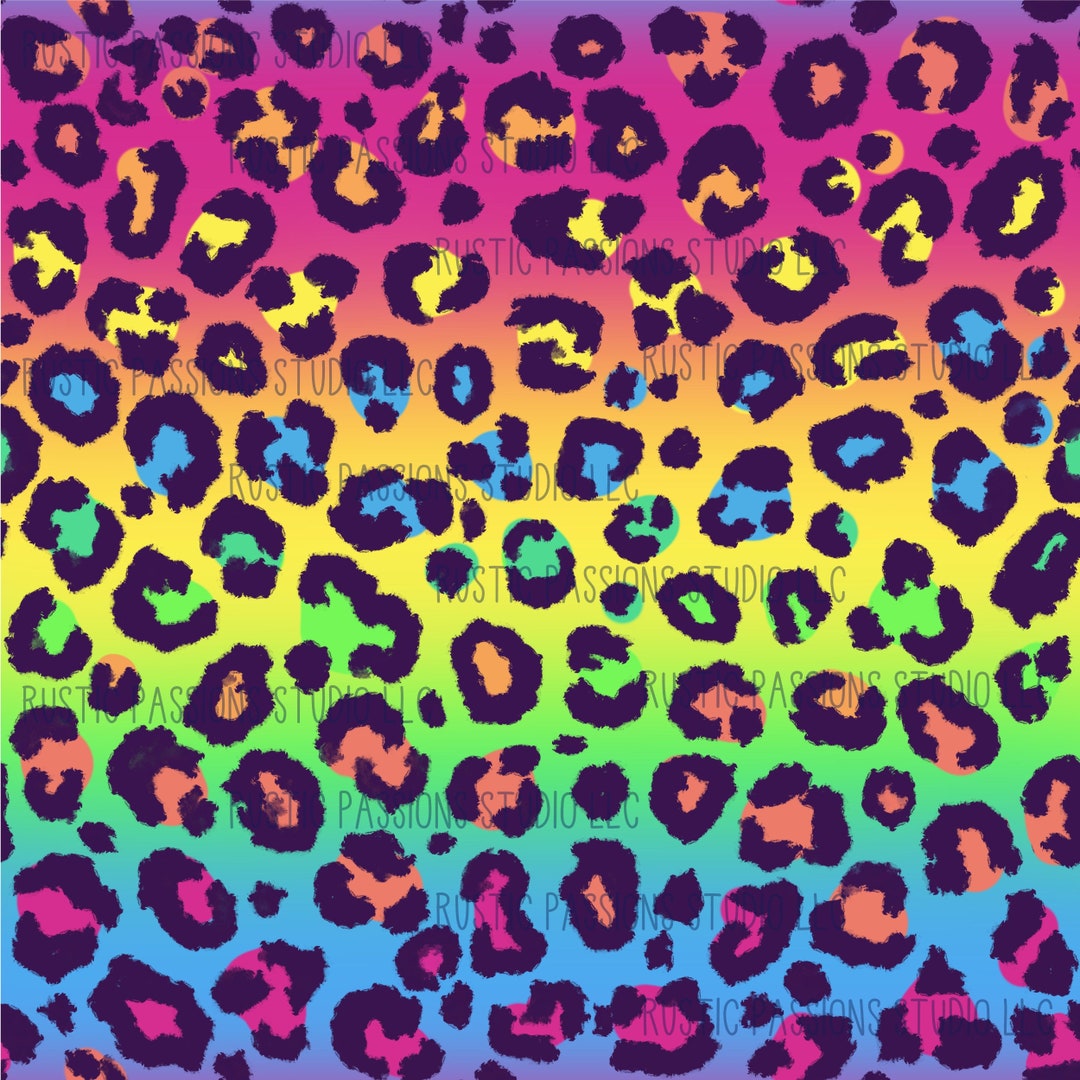 Seamless Hand Drawn Neon Leopard Print Digital Paper, Printable ...