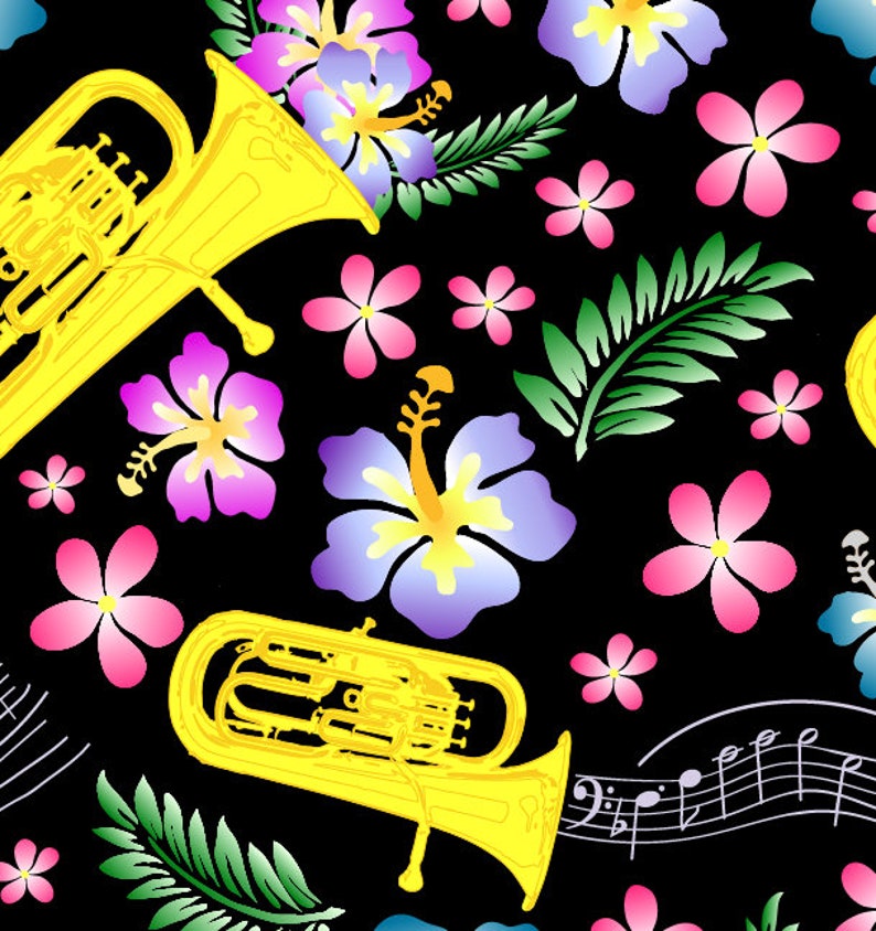 Euphonium Hawaiian Shirt Black Background - Etsy
