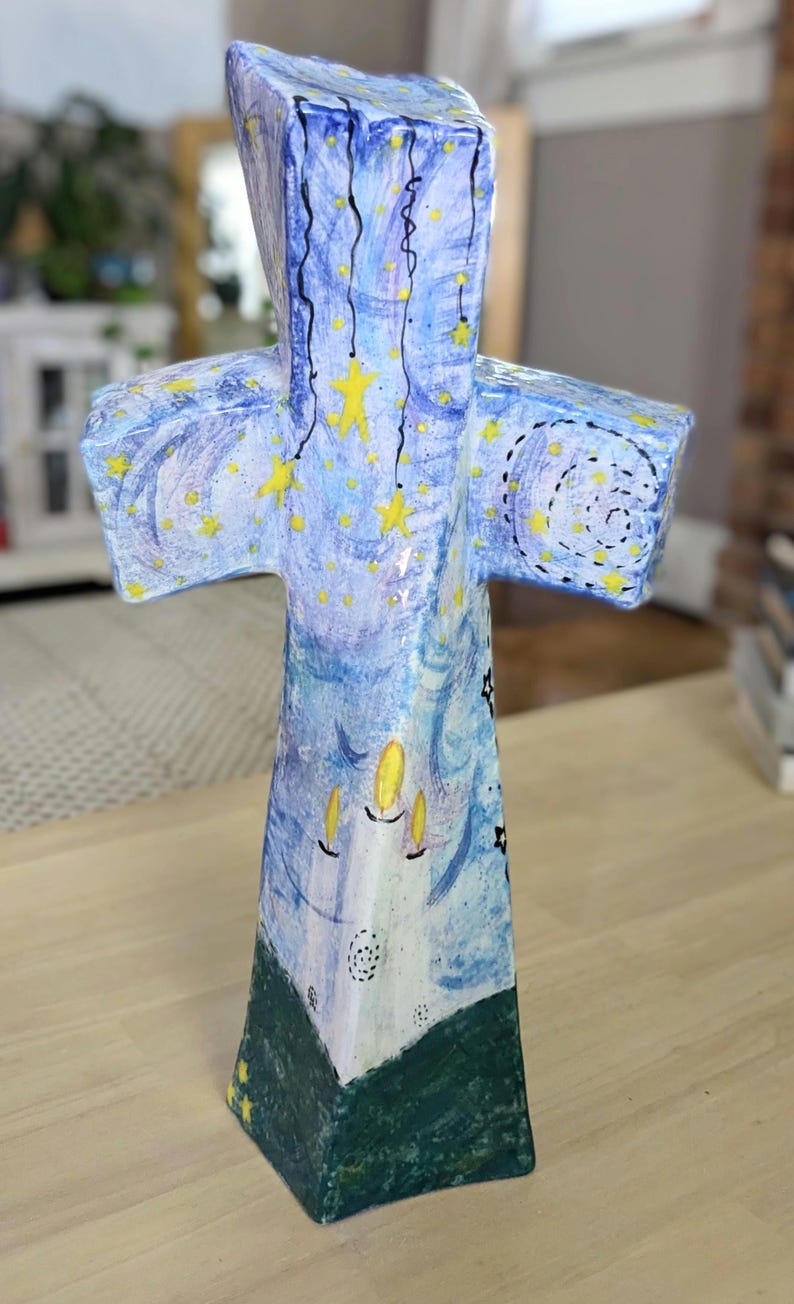 Cross, Ceramic Cross, Standing Cross, Standing Ceramic Cross, Stars ...