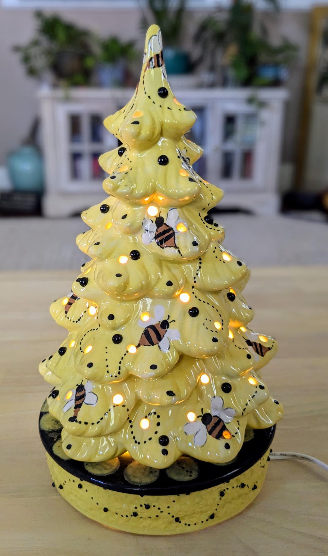 Yellow Ceramic Tree With Bees, Ceramic Tree, Christmas Tree, Bee ...