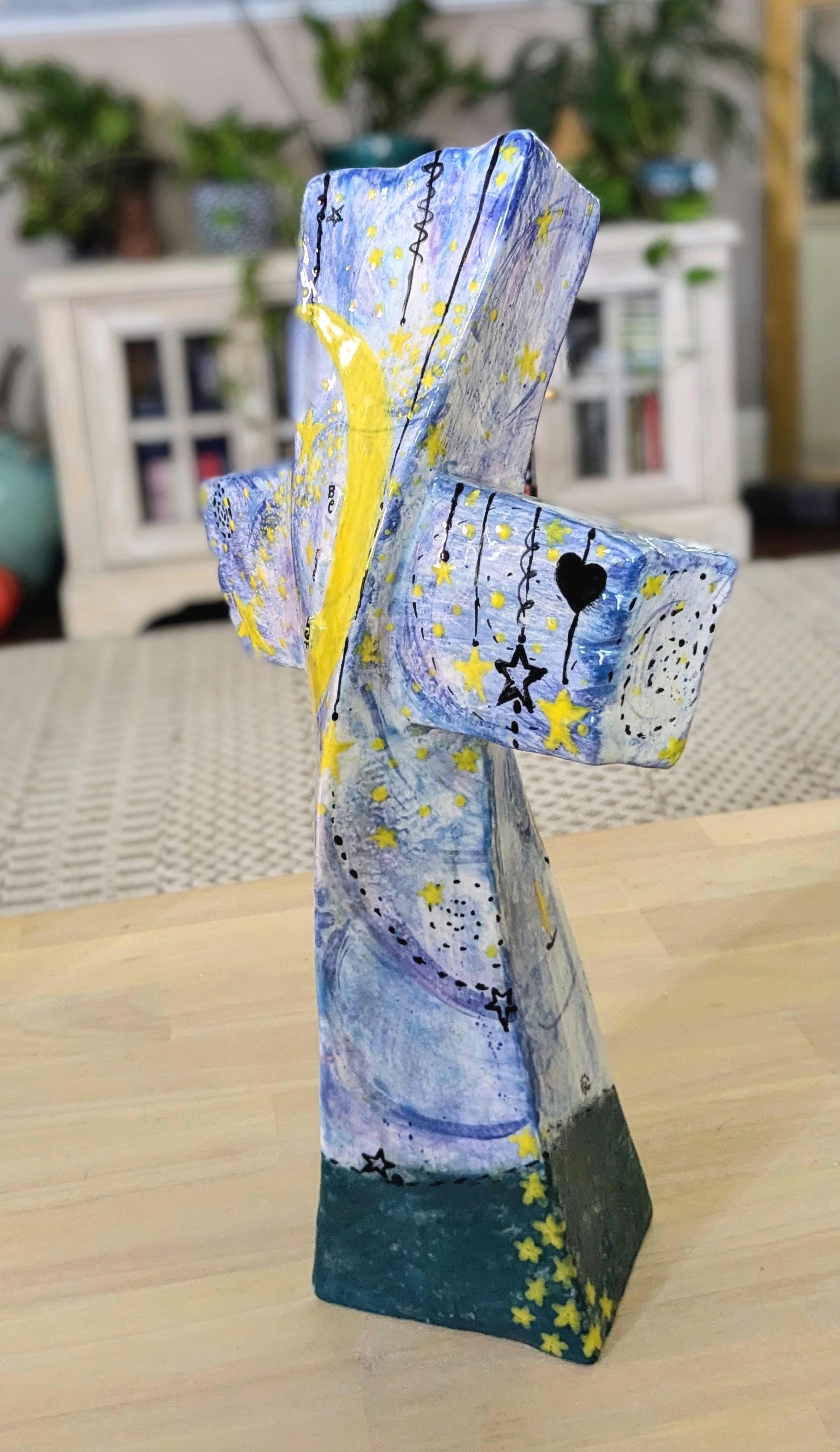 Cross, Ceramic Cross, Standing Cross, Standing Ceramic Cross, Stars ...