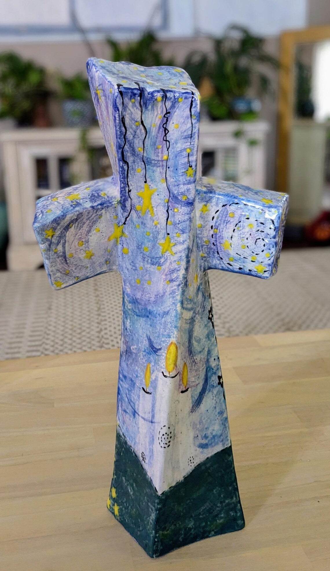 Cross, Ceramic Cross, Standing Cross, Standing Ceramic Cross, Stars ...