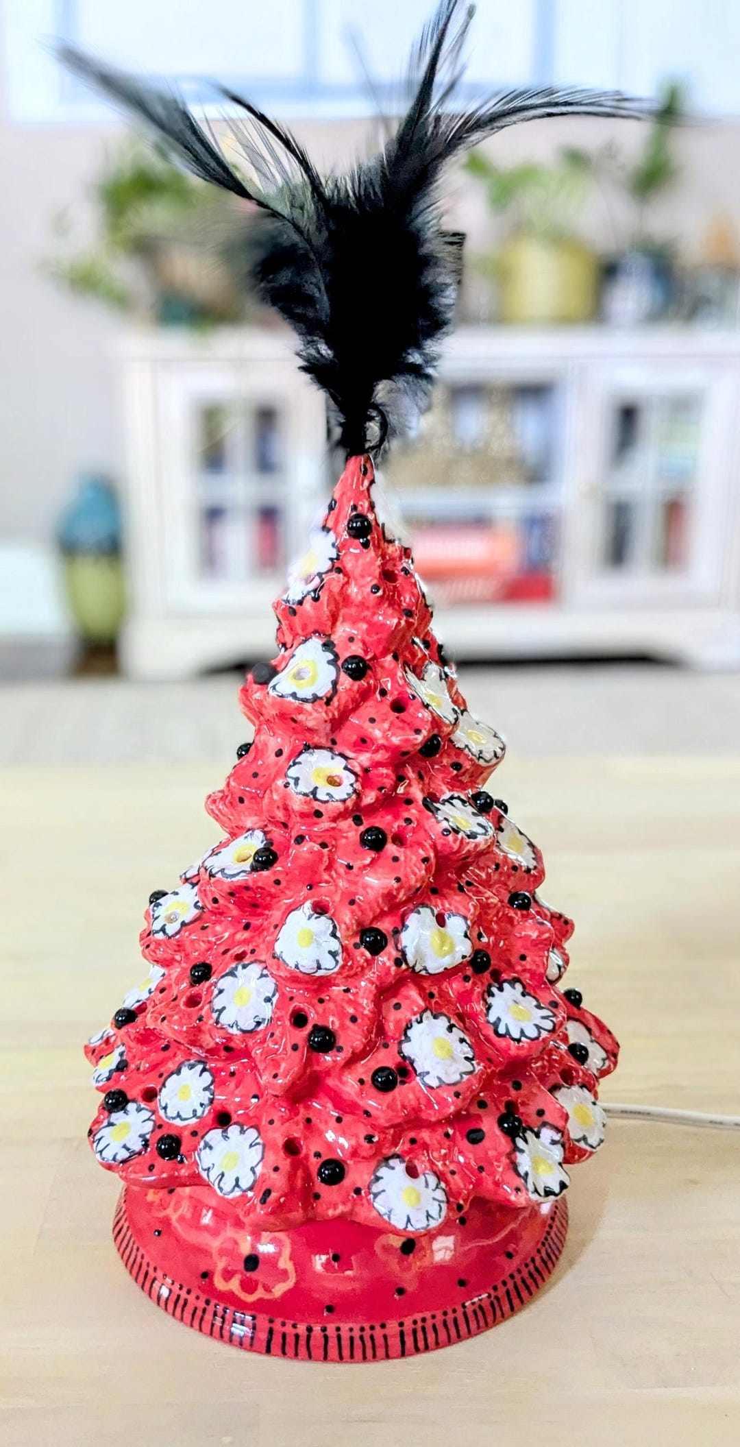 Ceramic Tree, Ceramic Christmas Tree, Unique Ceramic Tree, Red ...