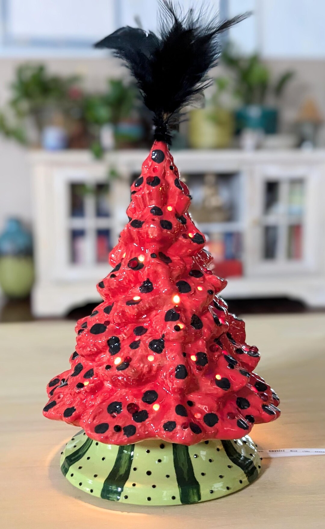 Ceramic Tree, Ceramic Christmas Tree, Unique Ceramic Tree, Red ...