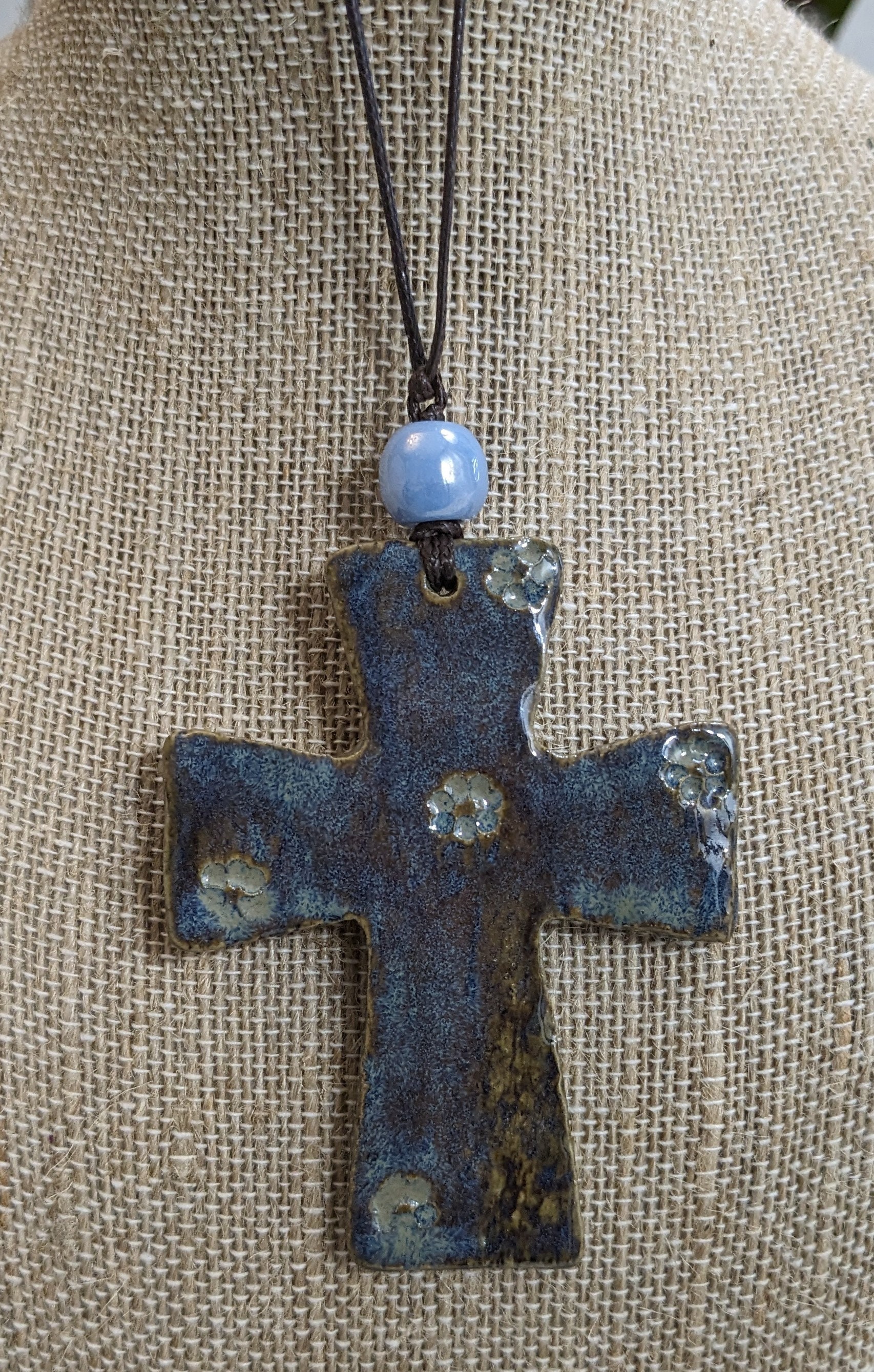 Ceramic Cross Necklace on Cording, Cross Necklace Adjustable - Etsy