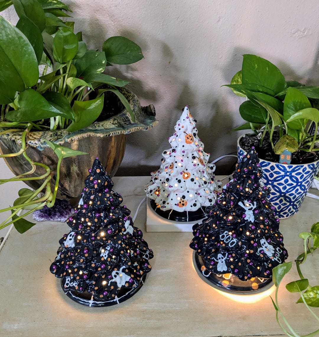 Halloween Tree, Ceramic Halloween Tree, Halloween Decorations, Desk Top ...