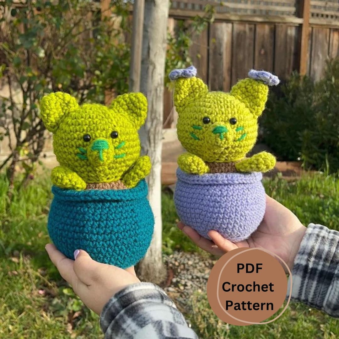 Cactus Cat Crochet Amigurumi PDF Pattern, Amigurumi Succulent Crochet ...