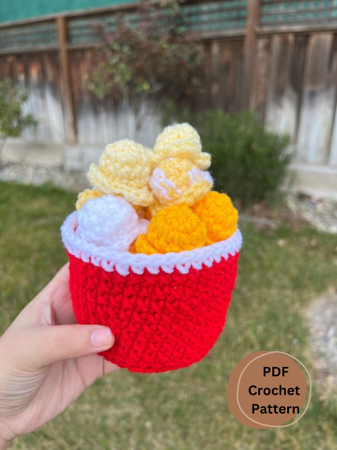 Popcorn Bucket Crochet PDF Pattern, Popcorn Amigurumi Crochet Pattern ...