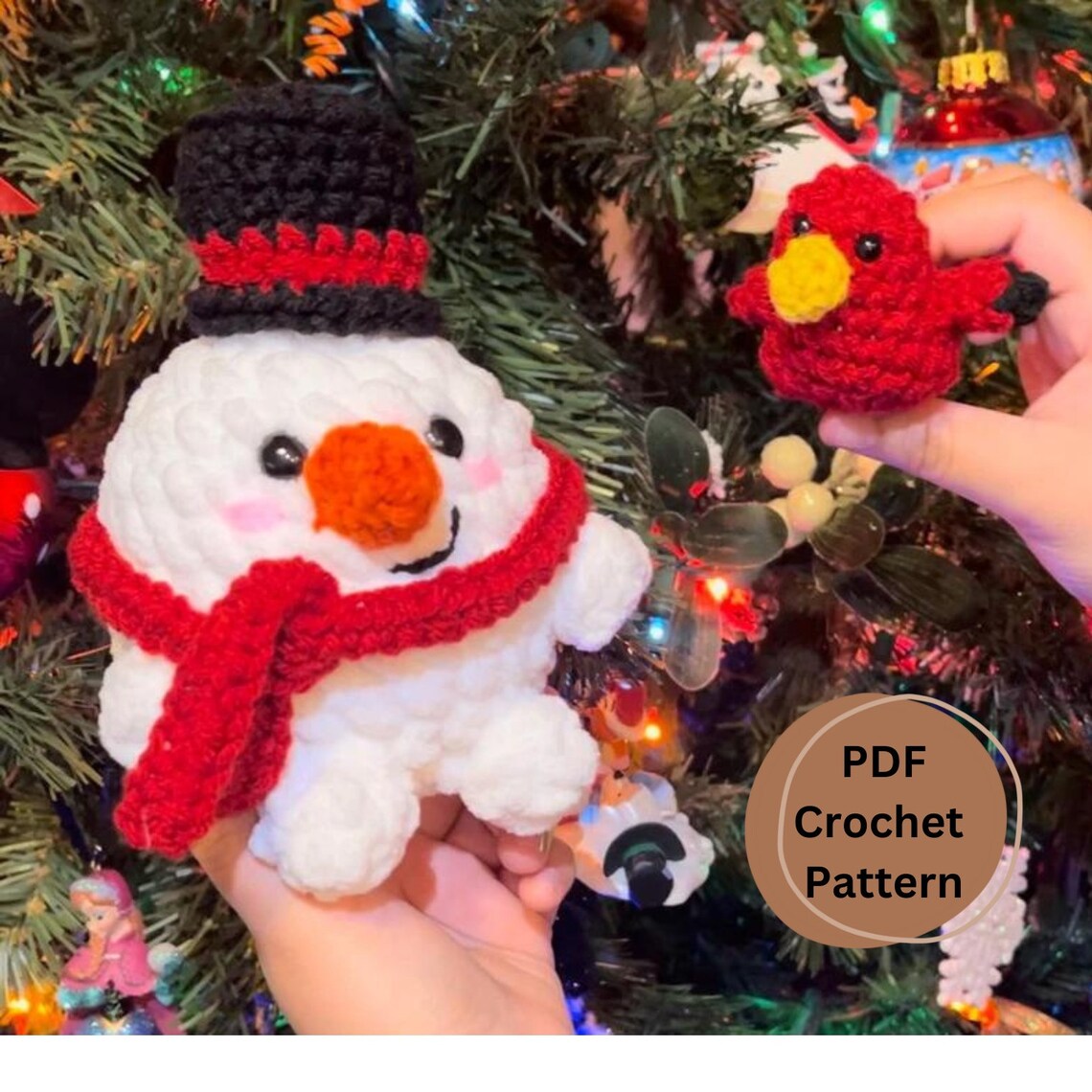 Snowman and Bird Crochet Amigurumi PDF Pattern, Amigurumi Snowman ...
