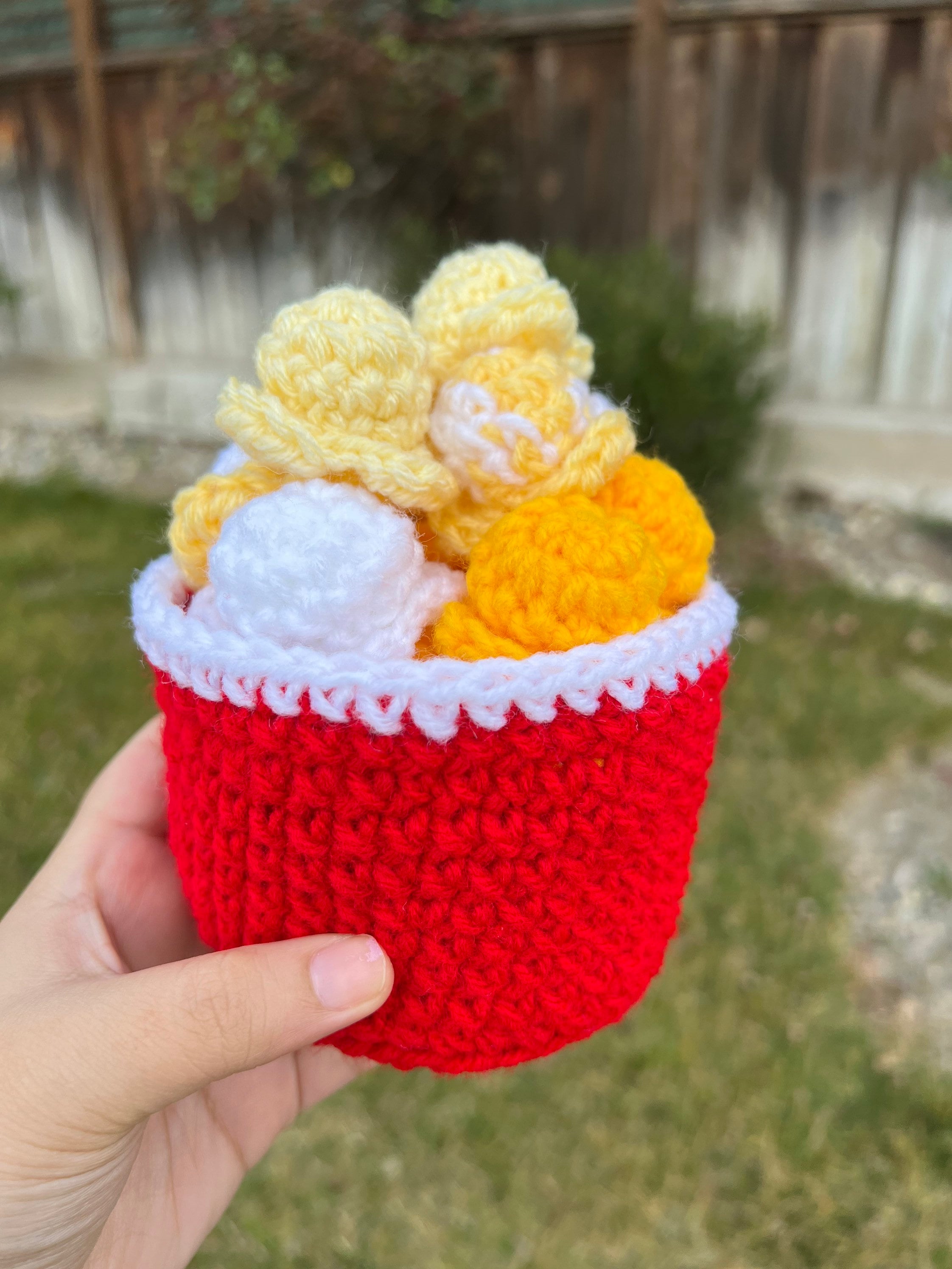 Popcorn Bucket Crochet PDF Pattern, Popcorn Amigurumi Crochet Pattern ...