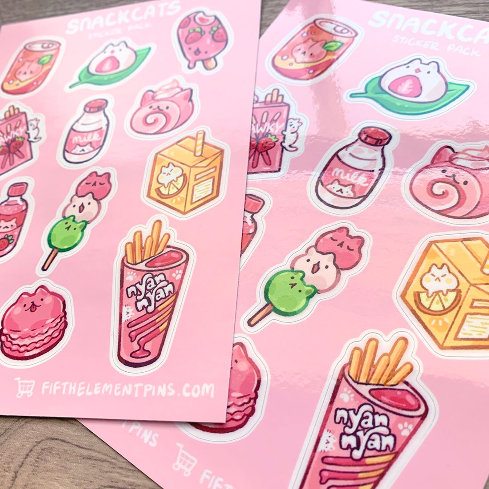 Snack Cats Sticker Sheet Illustrated Stickers Kawaii | Etsy