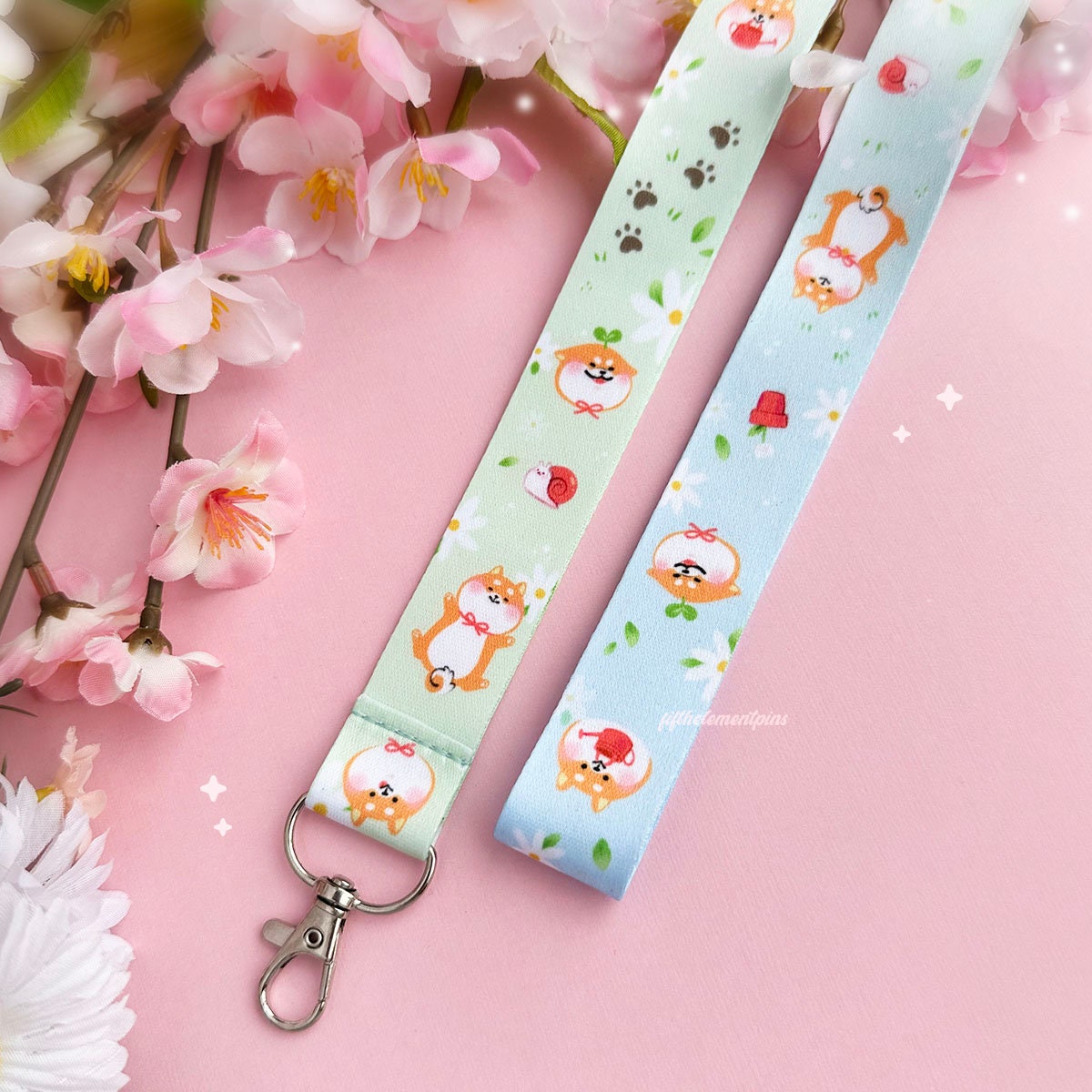 Kawaii Shibas Lanyard | Orange Red Shiba | Cute Japanese Dog | Blue ...