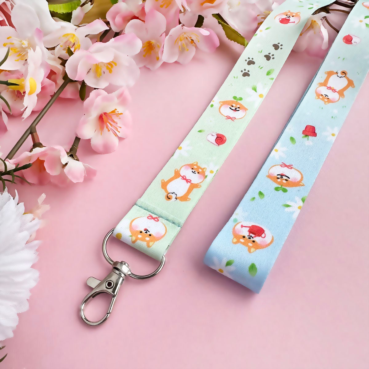 Kawaii Shibas Lanyard | Orange Red Shiba | Cute Japanese Dog | Blue ...