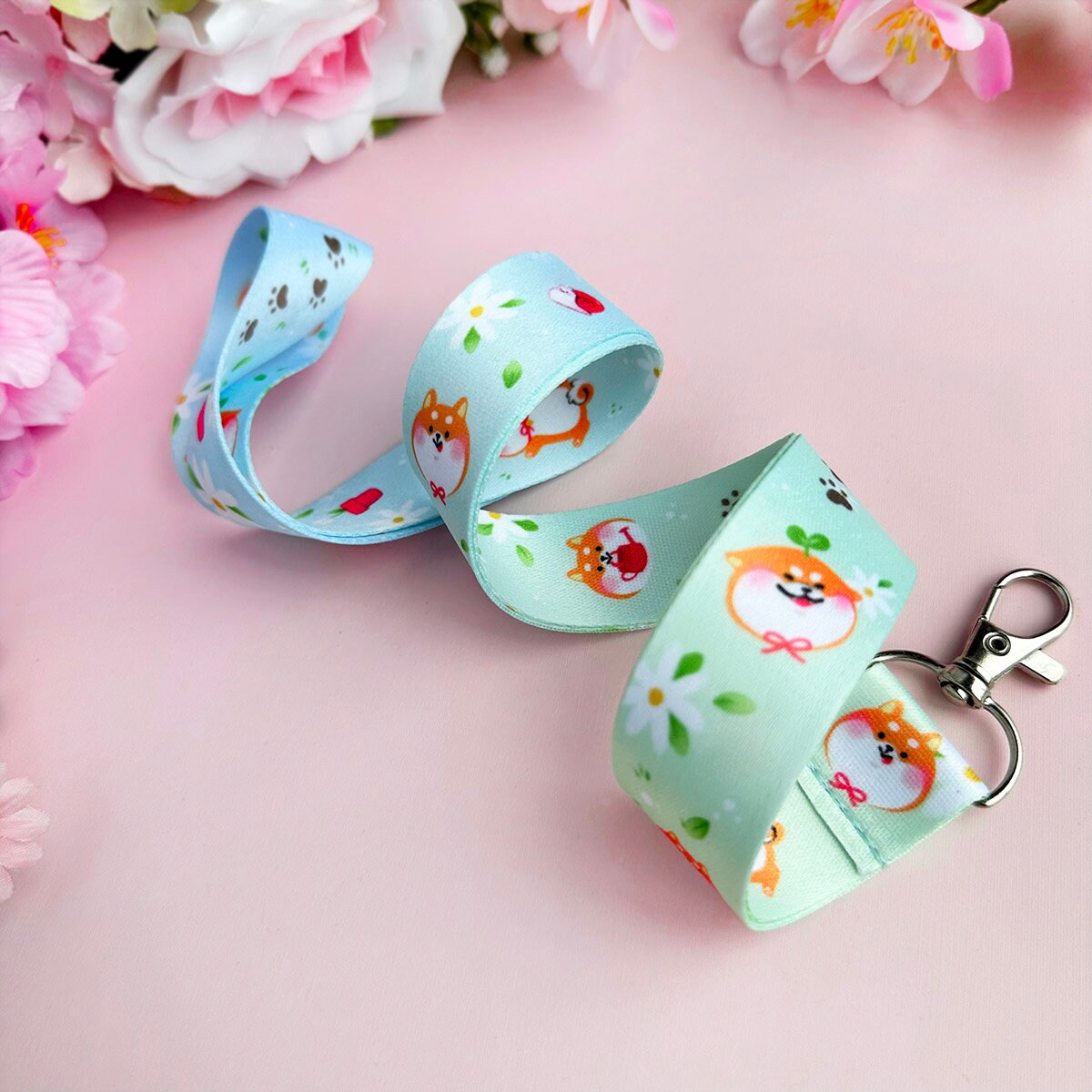 Kawaii Shibas Lanyard | Orange Red Shiba | Cute Japanese Dog | Blue ...