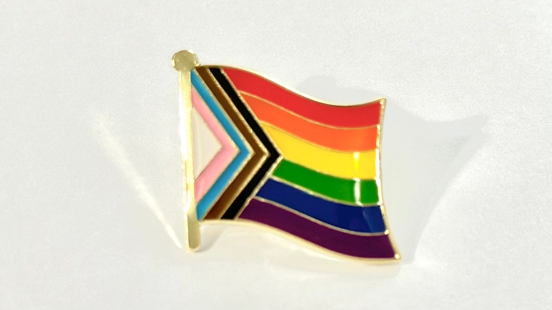 LGBTQ Progress Pride Style Rainbow Flag Pin Badge (TWO SIZES 16mm and ...