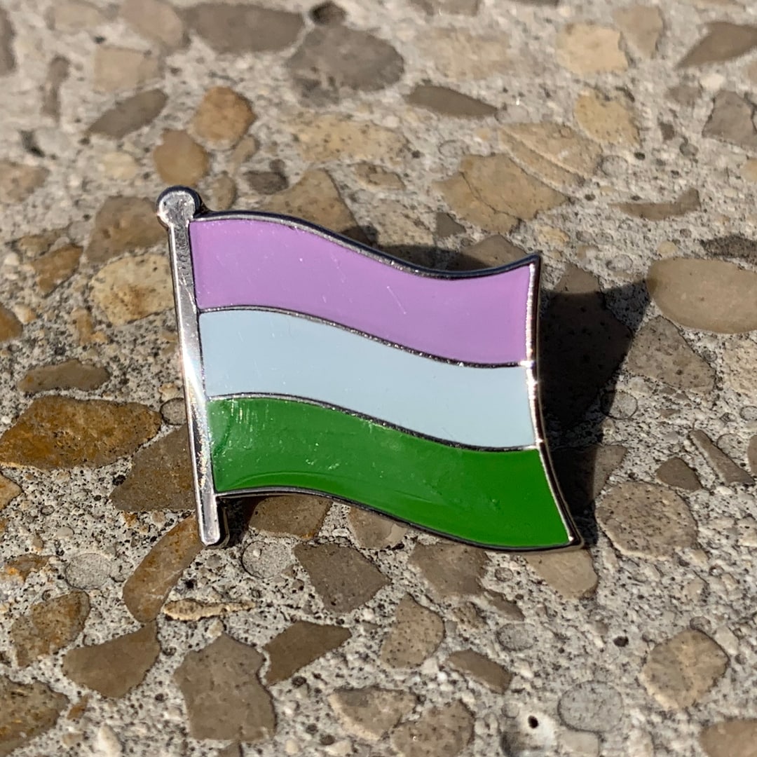Genderqueer (LGBTQ) Pride Flag Silver-back Pin Batch for Lapels, Shirts ...