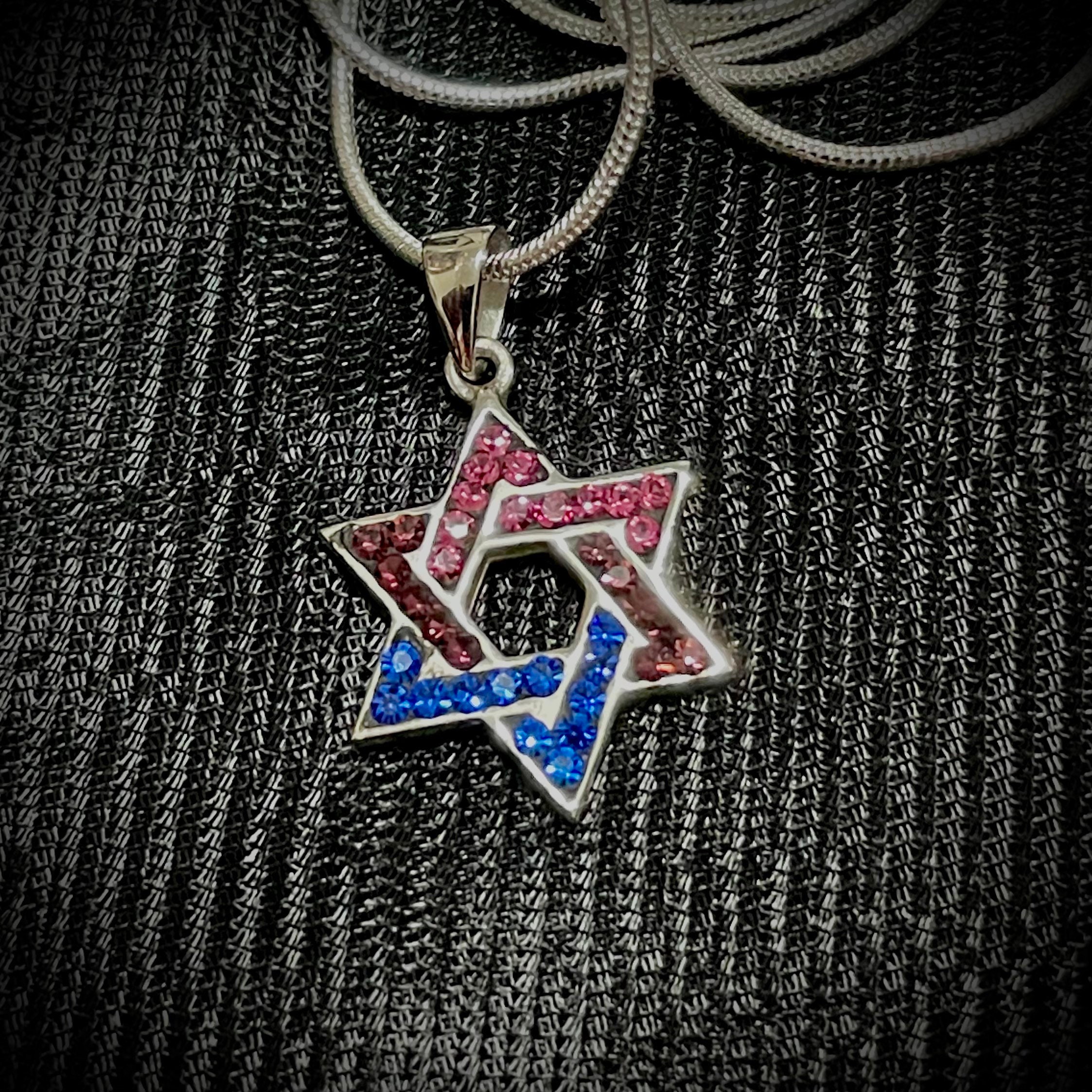 Joodse Biseksuele Davidster Swarovski Zilveren Ketting Hanger LGBTQ ...