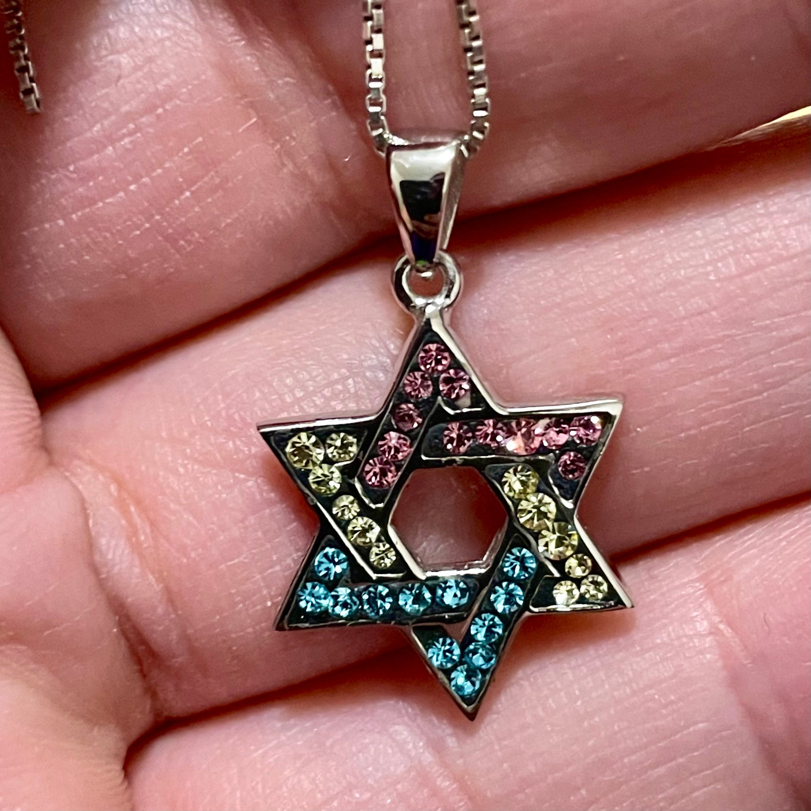 Joodse Biseksuele Davidster Swarovski Zilveren Ketting Hanger LGBTQ ...