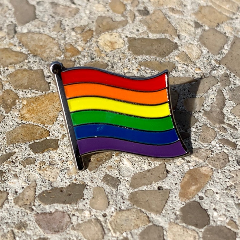 LGBTQ Pride Rainbow Flag Pin Badge many Metal Finishes | Etsy