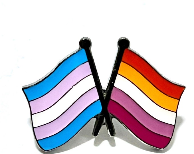 The Transgender Lesbian Lgbtq Rainbow Stripes Pride Double Flag Pin