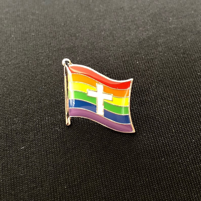 Pink Lgbtq Pride Christian Cross Rainbow Pin Badge For Etsy