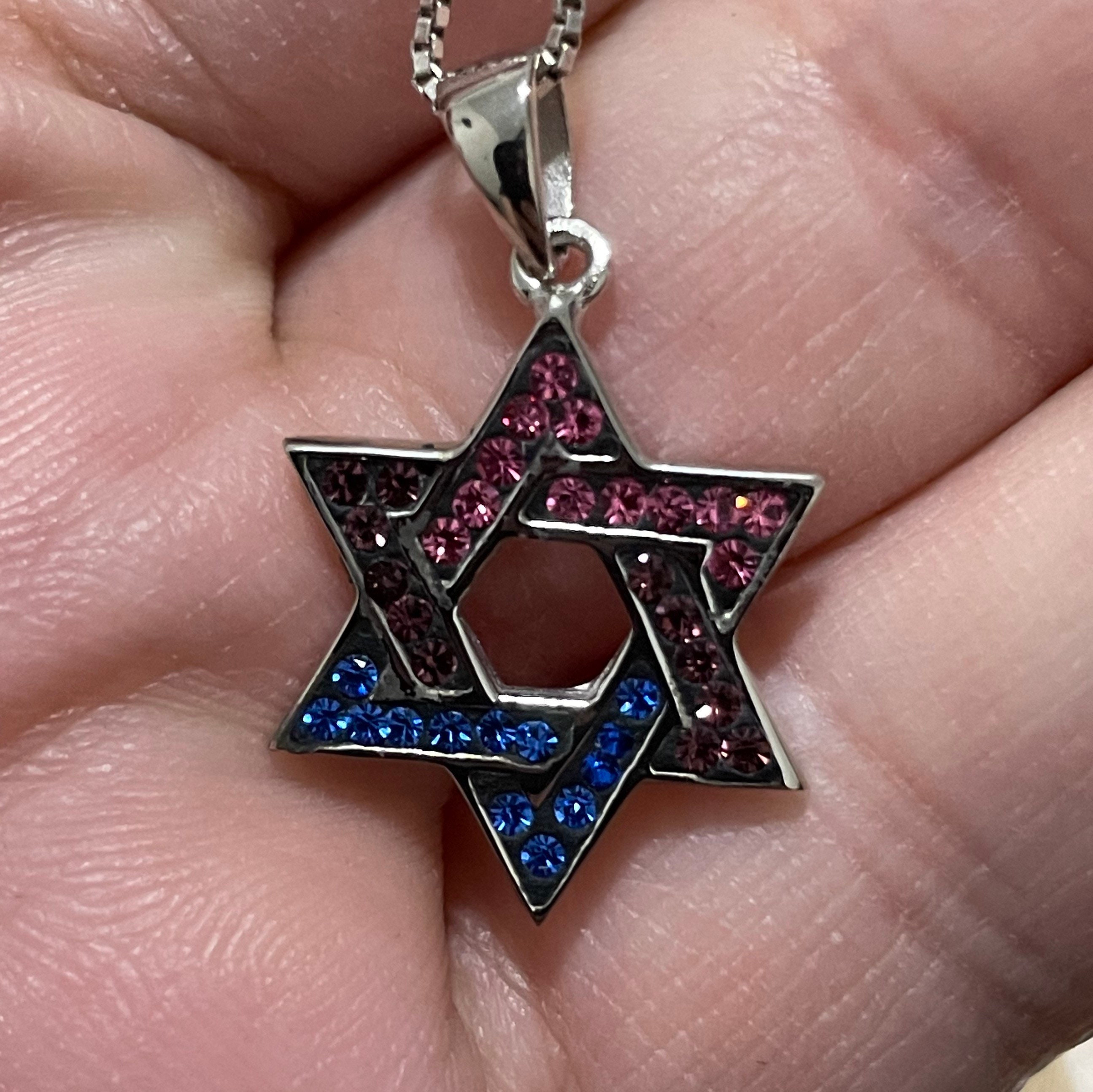Joodse Biseksuele Davidster Swarovski Zilveren Ketting Hanger LGBTQ ...