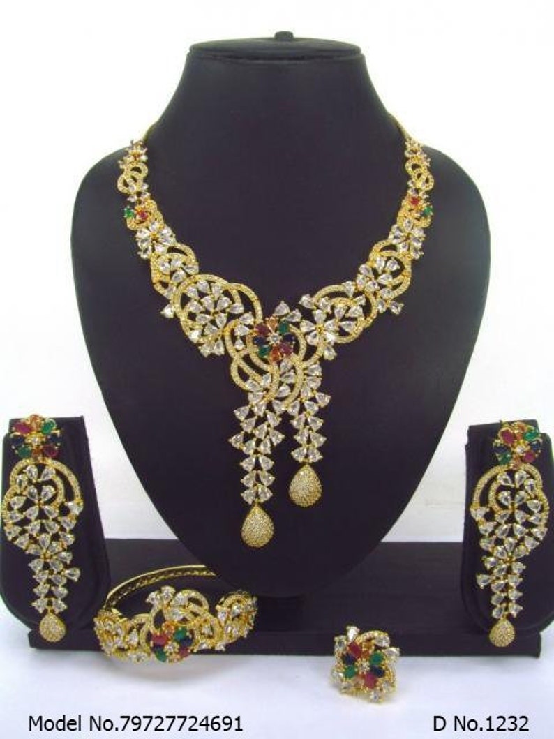 Gold-ruffle Glam 4-piece Jewelry Set - Necklace, Earrings, Bracelet ...