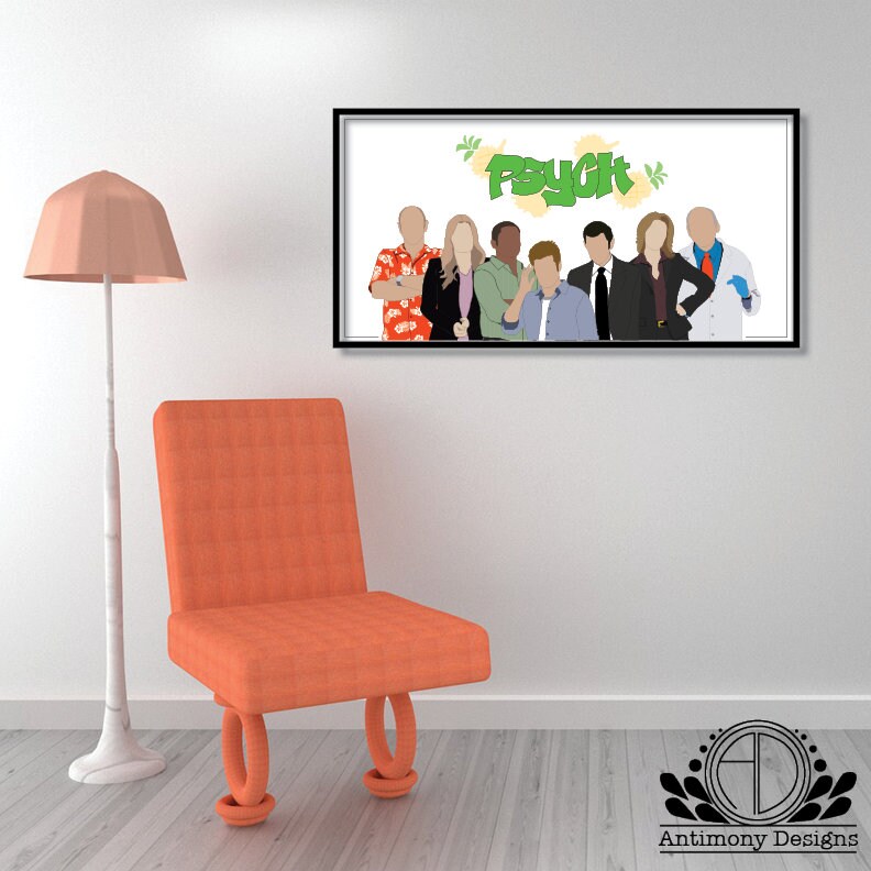 Psych Team Poster, TV Show Psych Characters, Henry Juliet Gus Shawn ...
