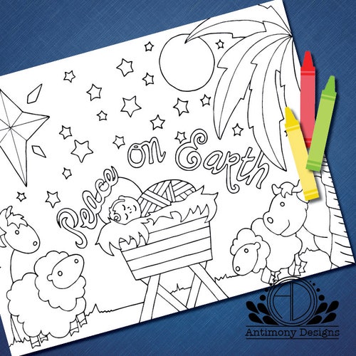 Christmas Christian Coloring Page Holidays Coloring Adult - Etsy