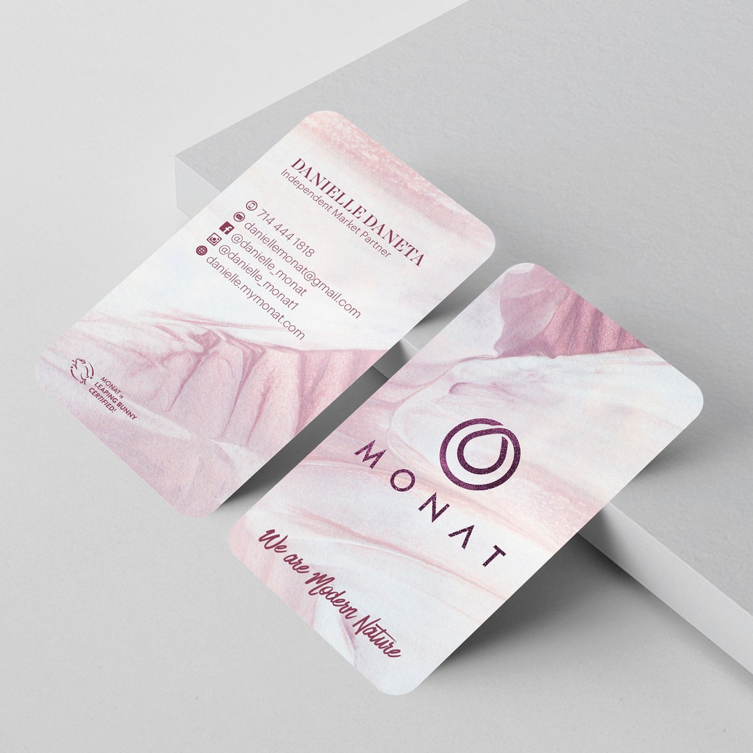 Rose Gold Marble Luxury Monat Vertical Business Card Designs Printed on ...