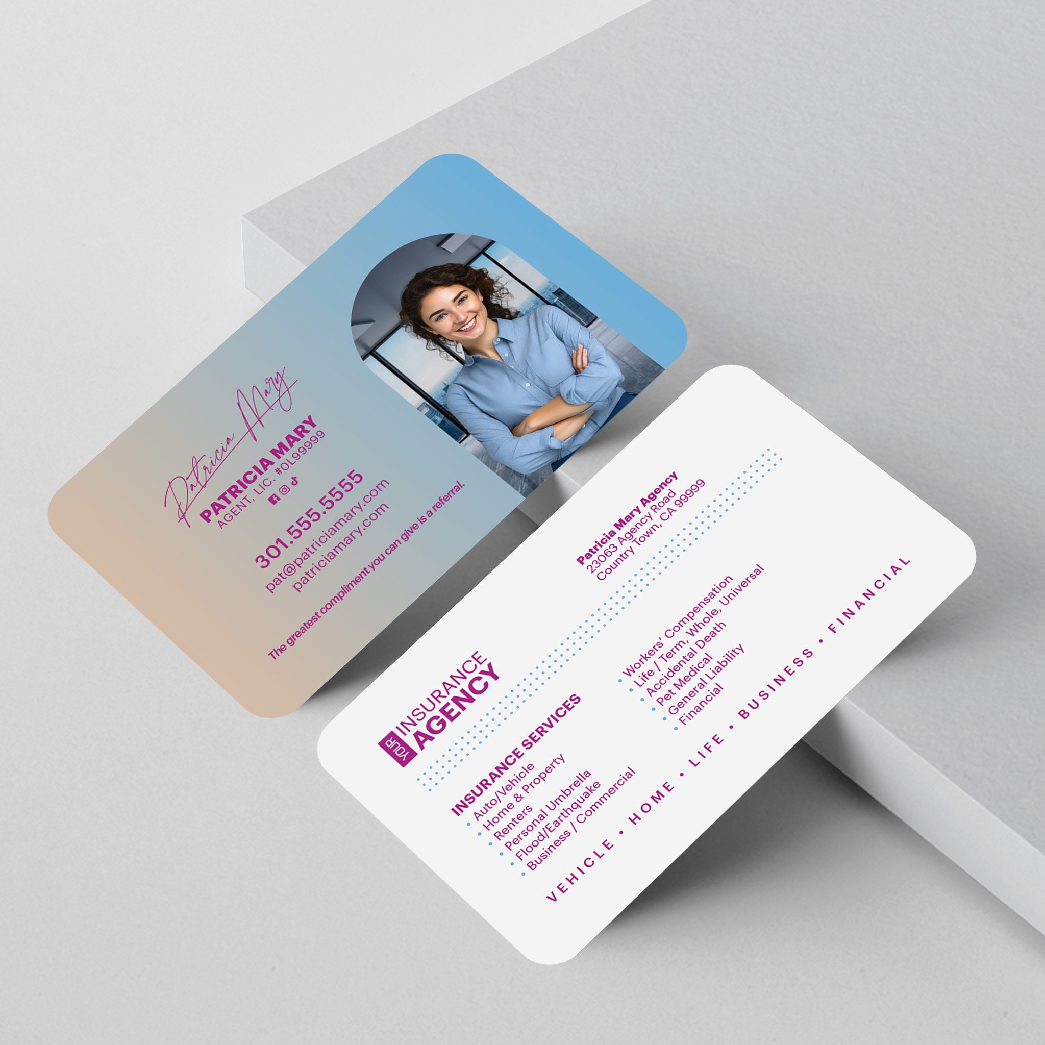 Custom Insurance Agency Business Cards: Glossy or Matte, USA Made - Etsy