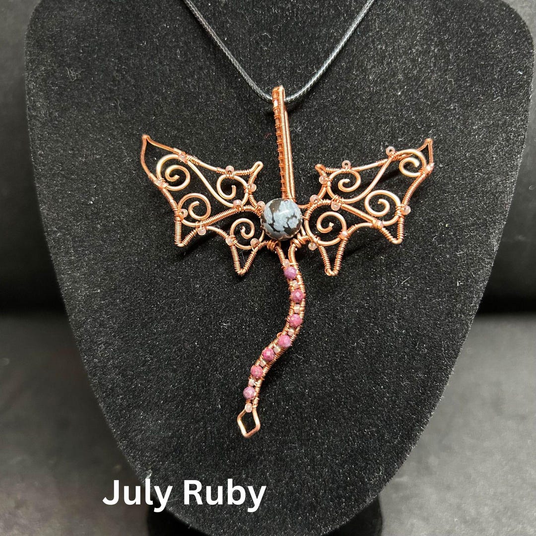 Part 2 Birthstone Dragons Copper Pendant With Genuine Birthstone ...