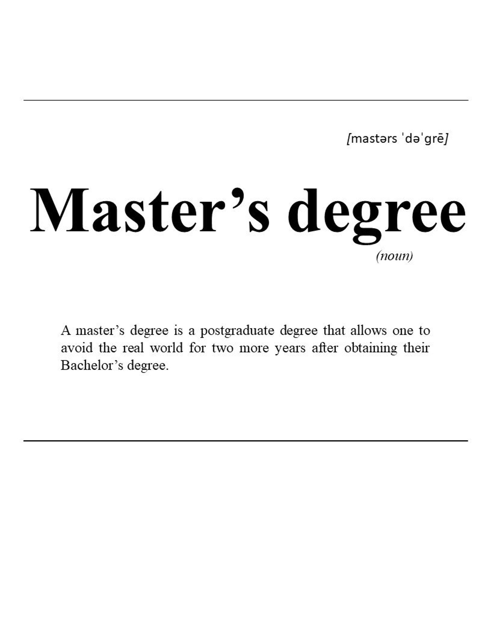 Master's Degree Definition Graduate Student - Etsy