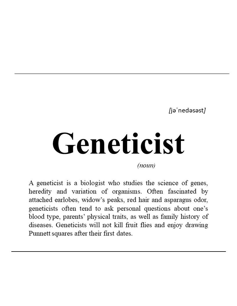 Geneticist Gift Definition Science Nerdy Printable - Etsy