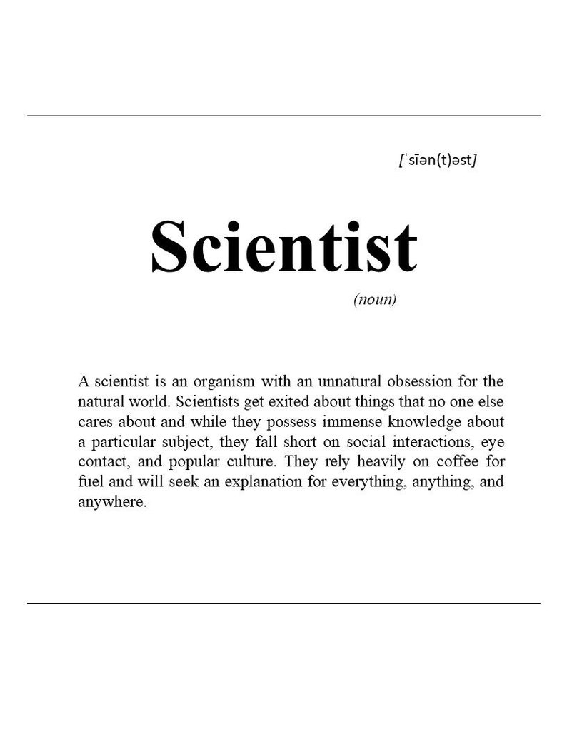 Scientist Definition Funny Dictionary - Etsy