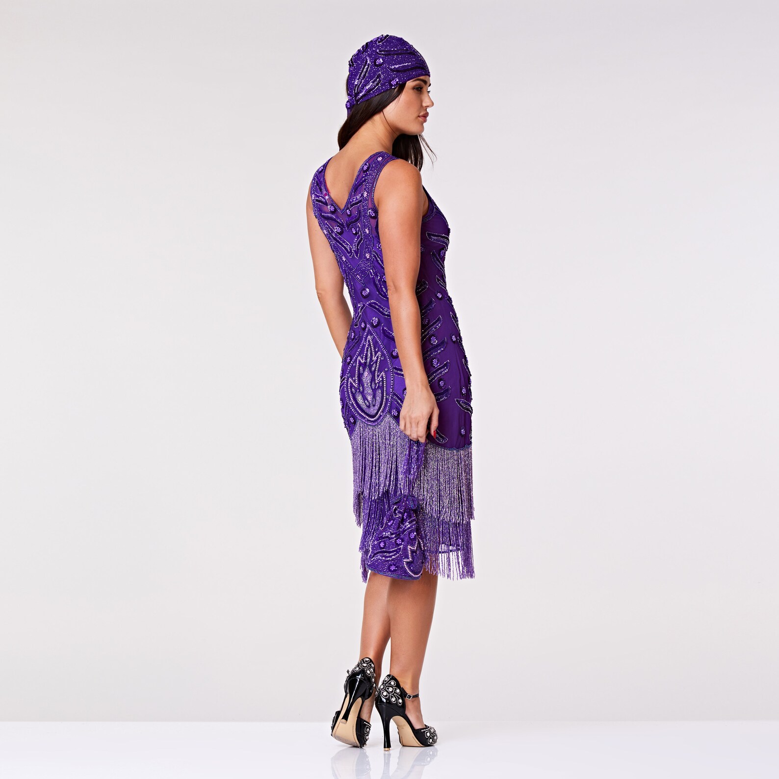 Purple Flapper Fringe Dress 1920s Great Gatsby Art Deco | Etsy