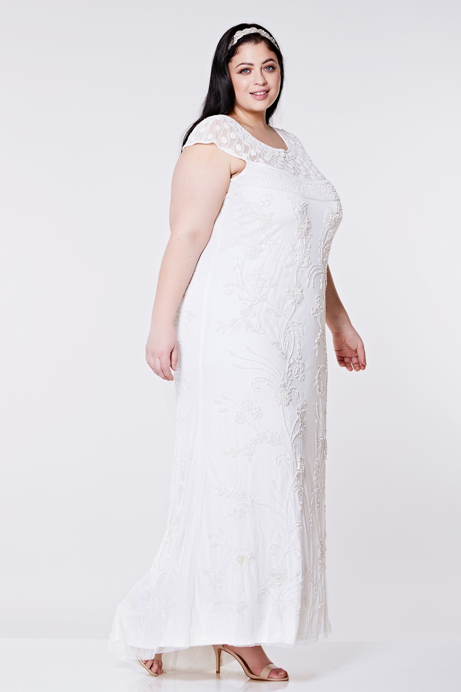 Plus Size White Wedding Prom Maxi Gown Hand Embellished Dress - Etsy