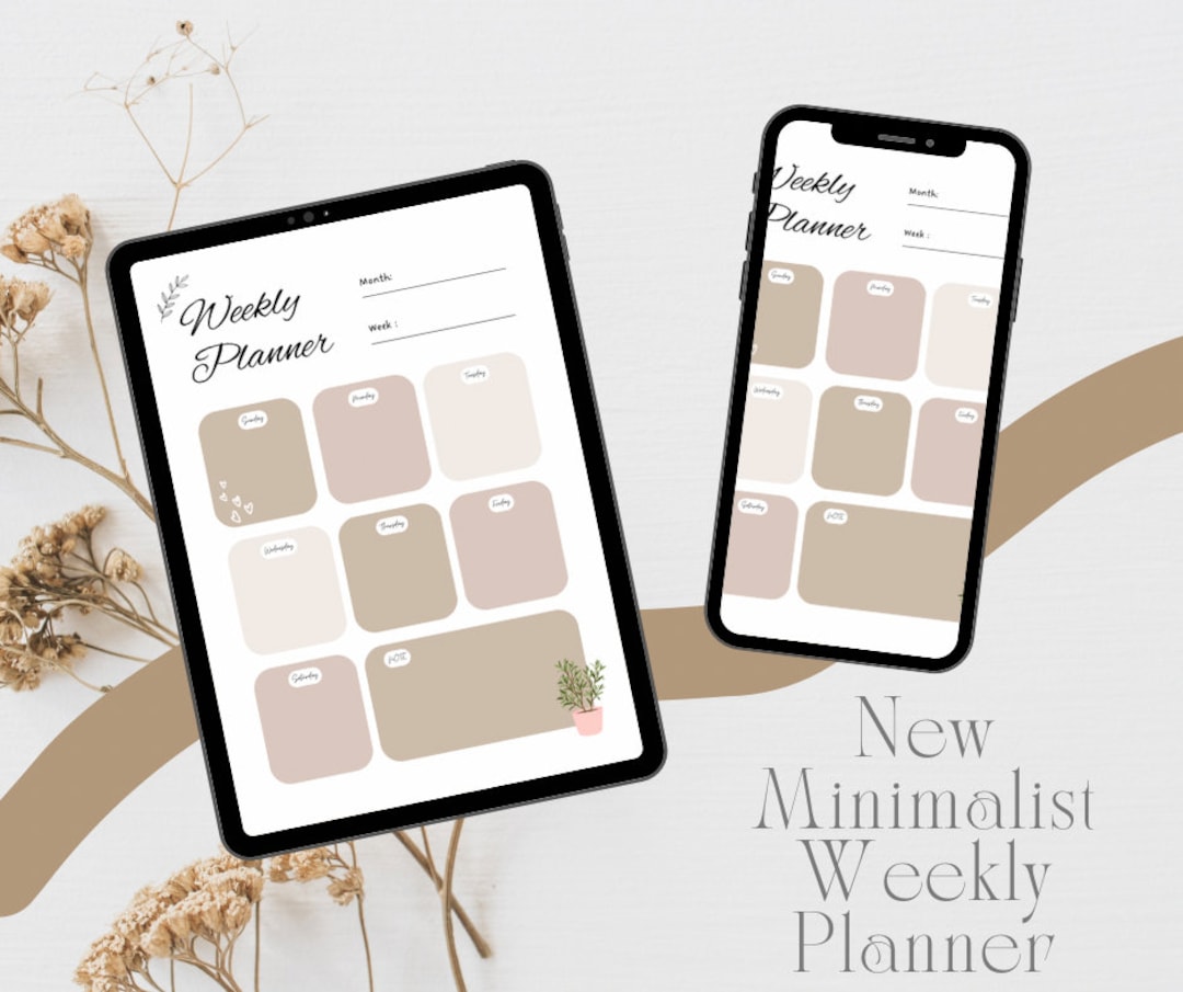Minimalist Weekly Planner, Printable Planner, Planner Template, Weekly ...