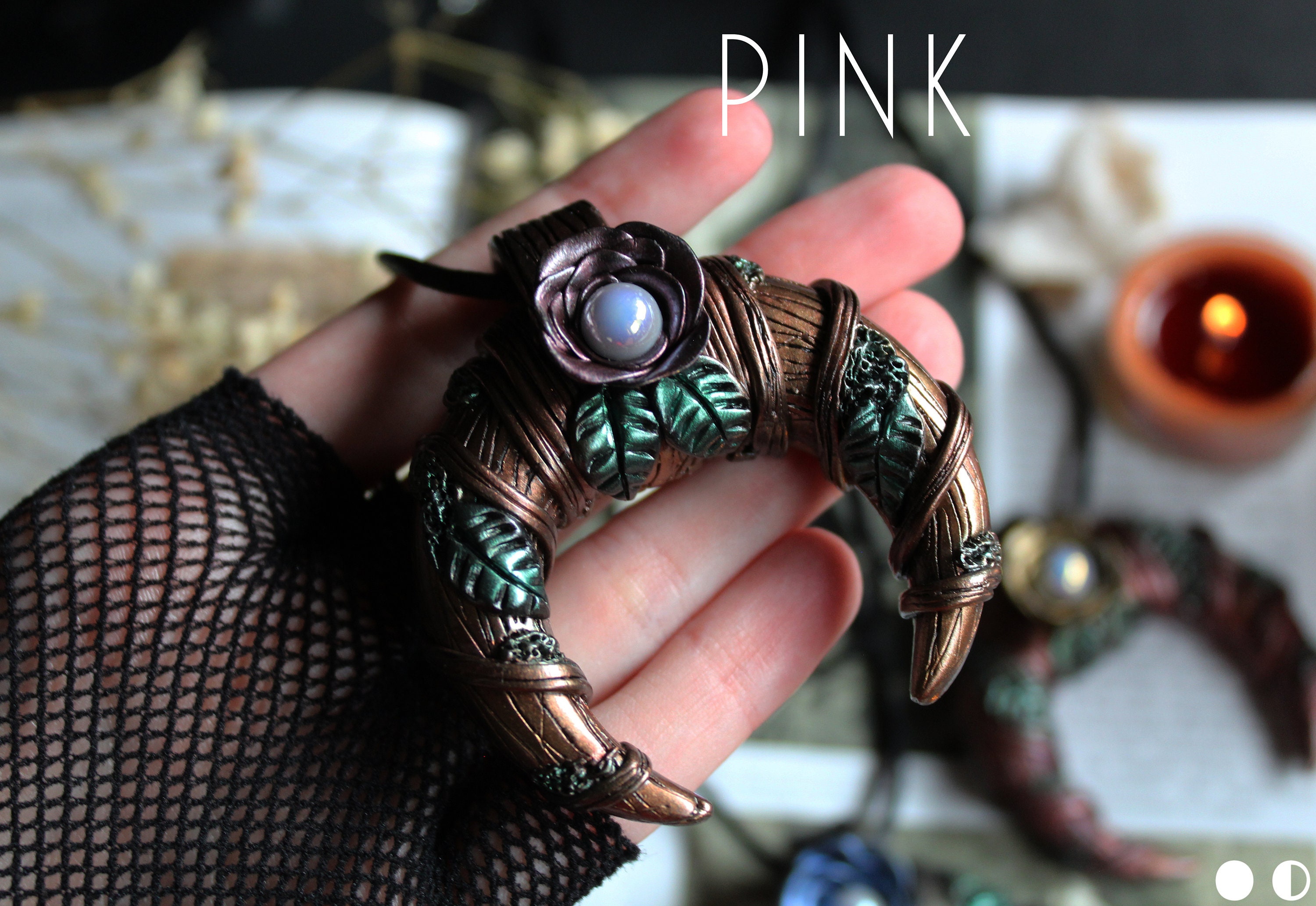 Spring Crescent || Polymer Clay Jewelry, Moon Jewelry, Moon Necklace ...