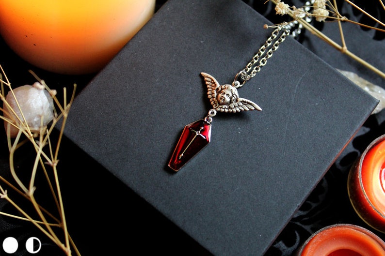 Eternal Romance Gothic Cherub Coffin Necklace, Gothic Jewelry, EGL ...