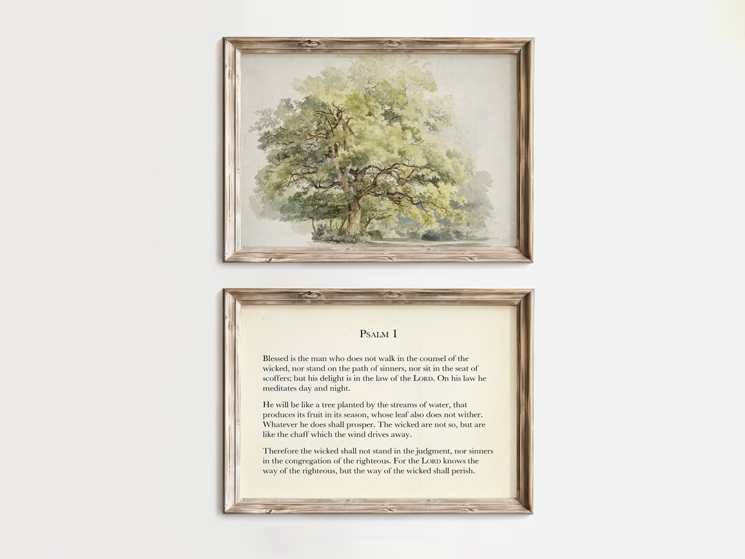 Psalm 1 Vintage Prints, Lush Tree Artwork, Bible Illustrated Wall Art ...