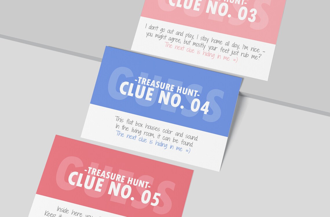 Clue Cards for an Indoor Treasure Hunt, 10 Clues, Digital Instant ...