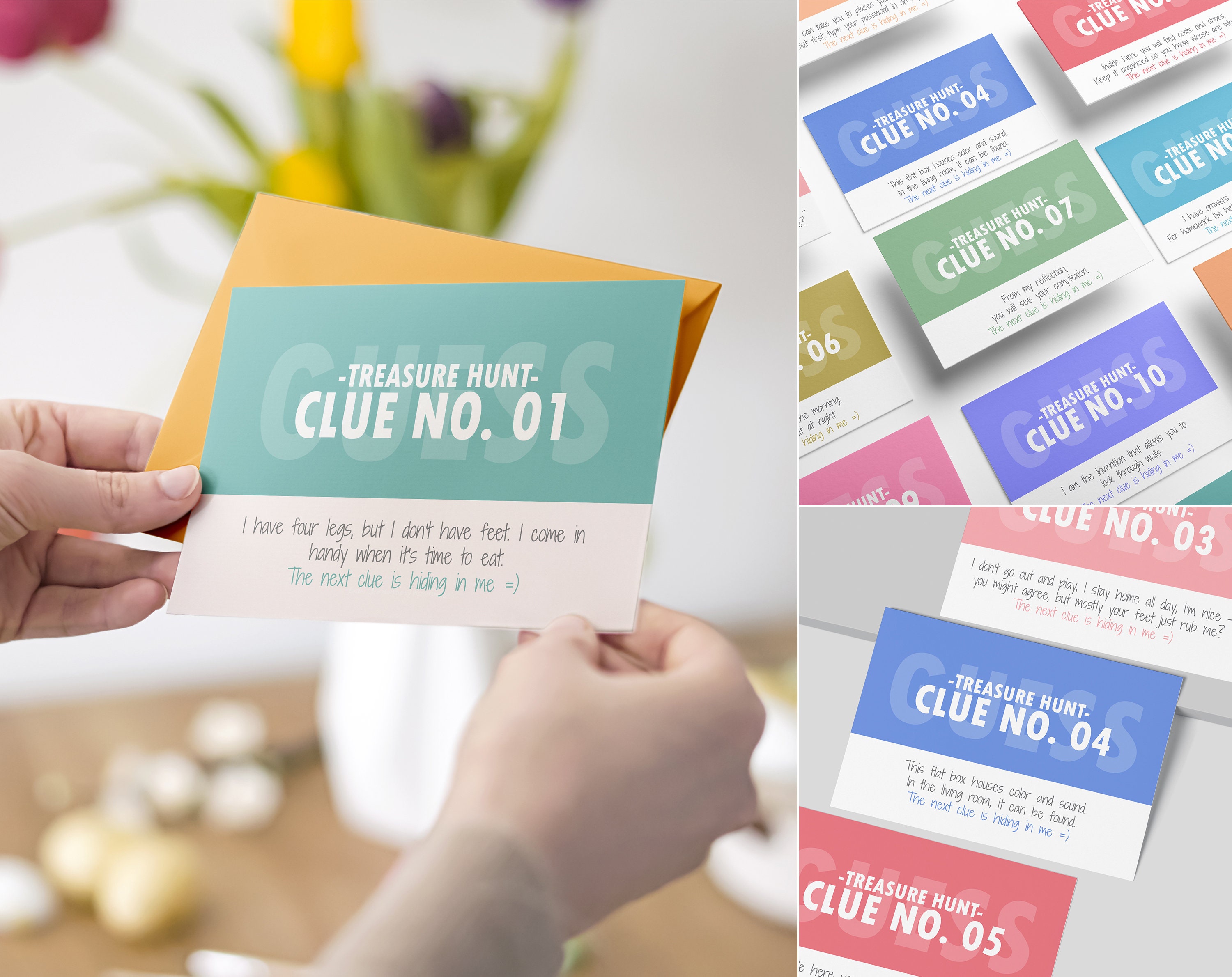 Clue Cards for an Indoor Treasure Hunt, 10 Clues, Digital Instant ...