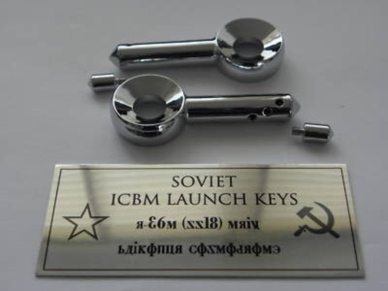 Cold War doomsday soviet icbm launch keys & metal plaque | Etsy