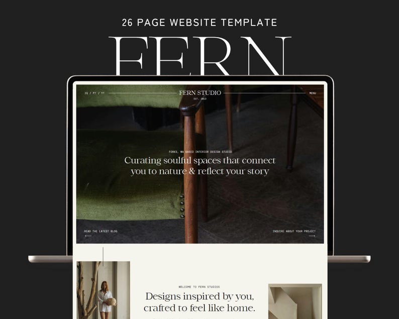 Fern: 26 Page Showit Website Template, Interior Designers, Portfolio ...
