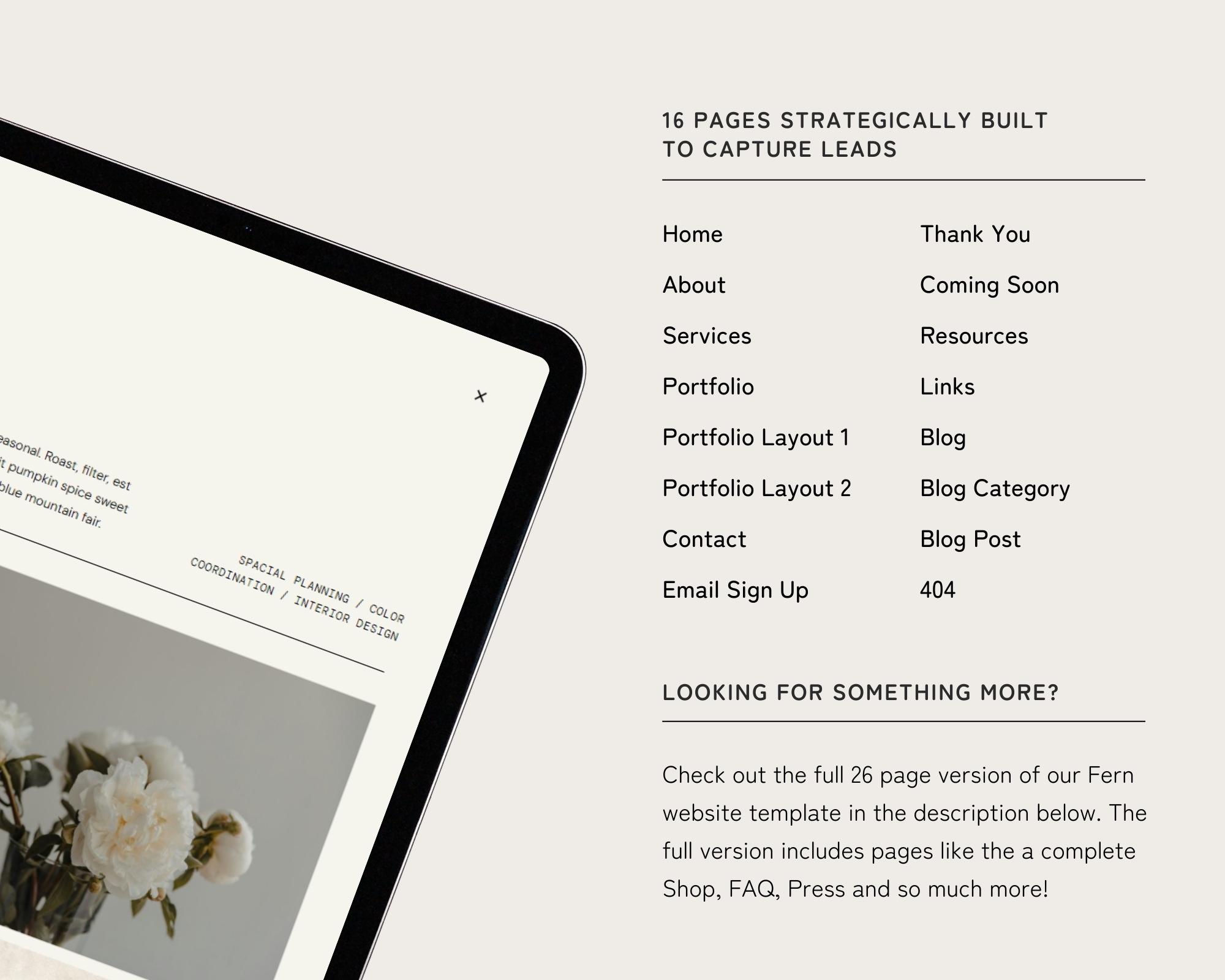 Fern Mini: Showit Website Template for Interior Designers, Beautiful ...
