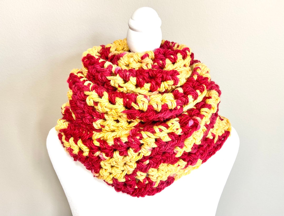 Oversized Red and Yellow Crochet Scarf: Kansas City Chiefs or Iowa ...