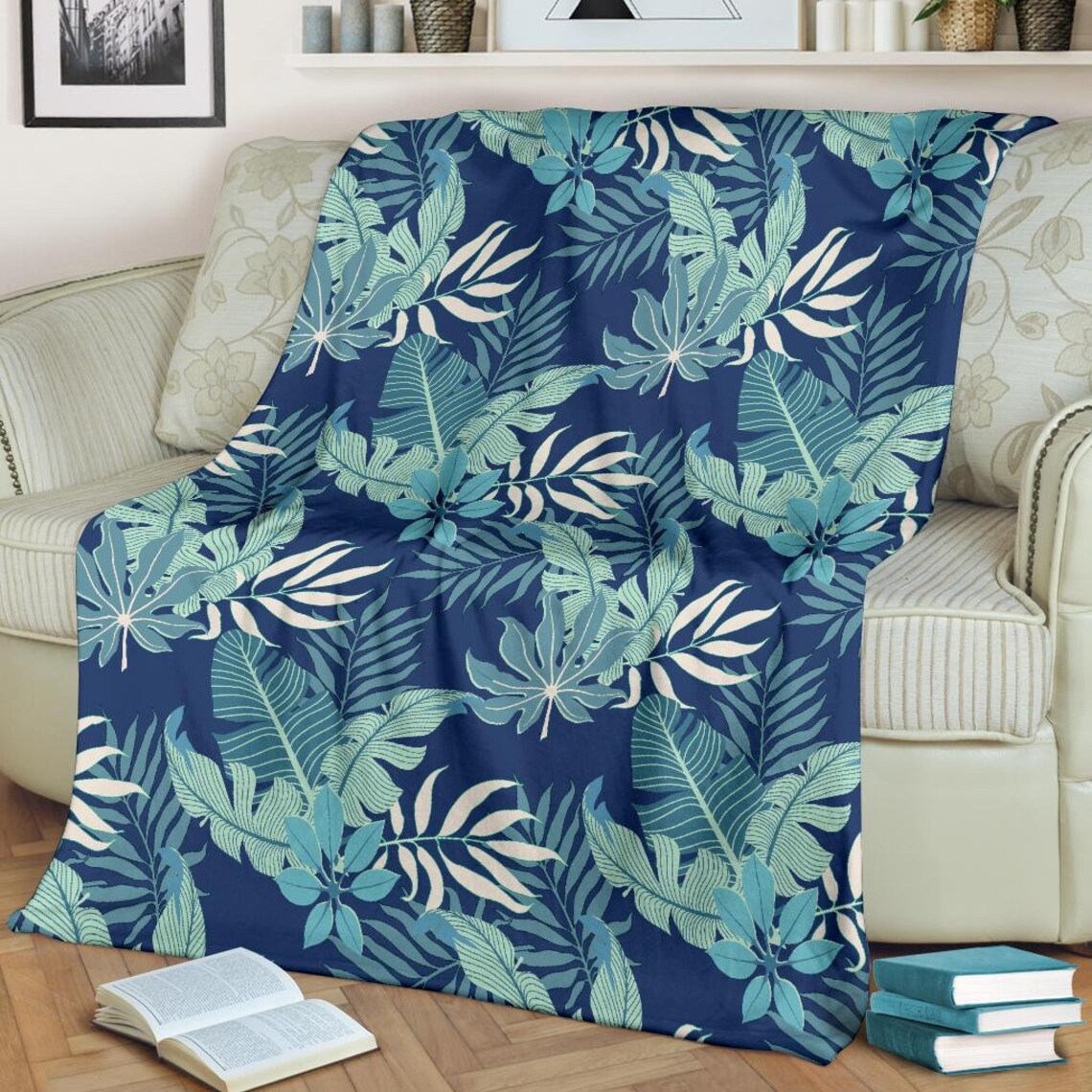 Tropical Leaves Blanket Tropical Leaves Throw Blanket | Etsy