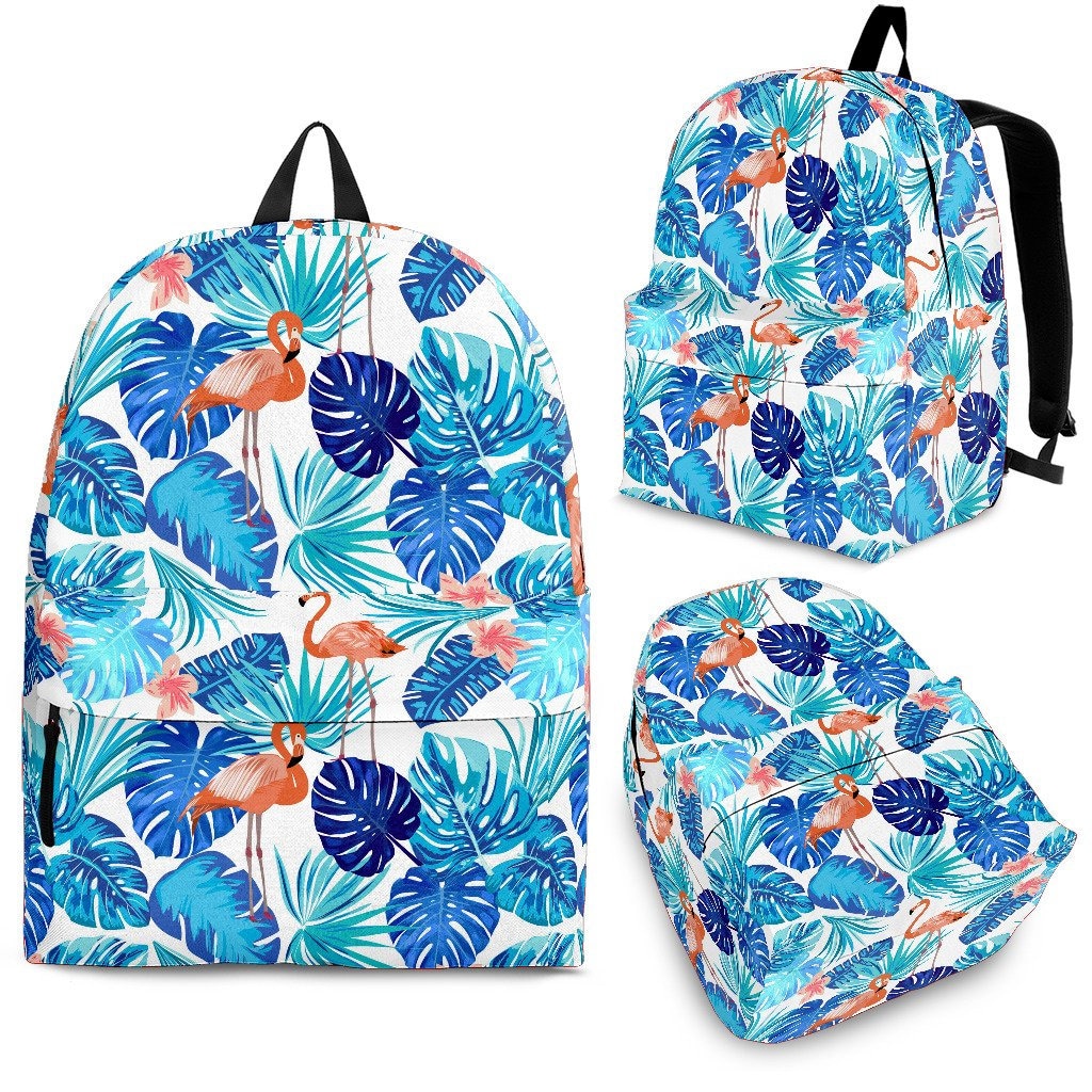 Personalisierter Flamingo Rucksack: Tropisches Blättermuster - Etsy.de