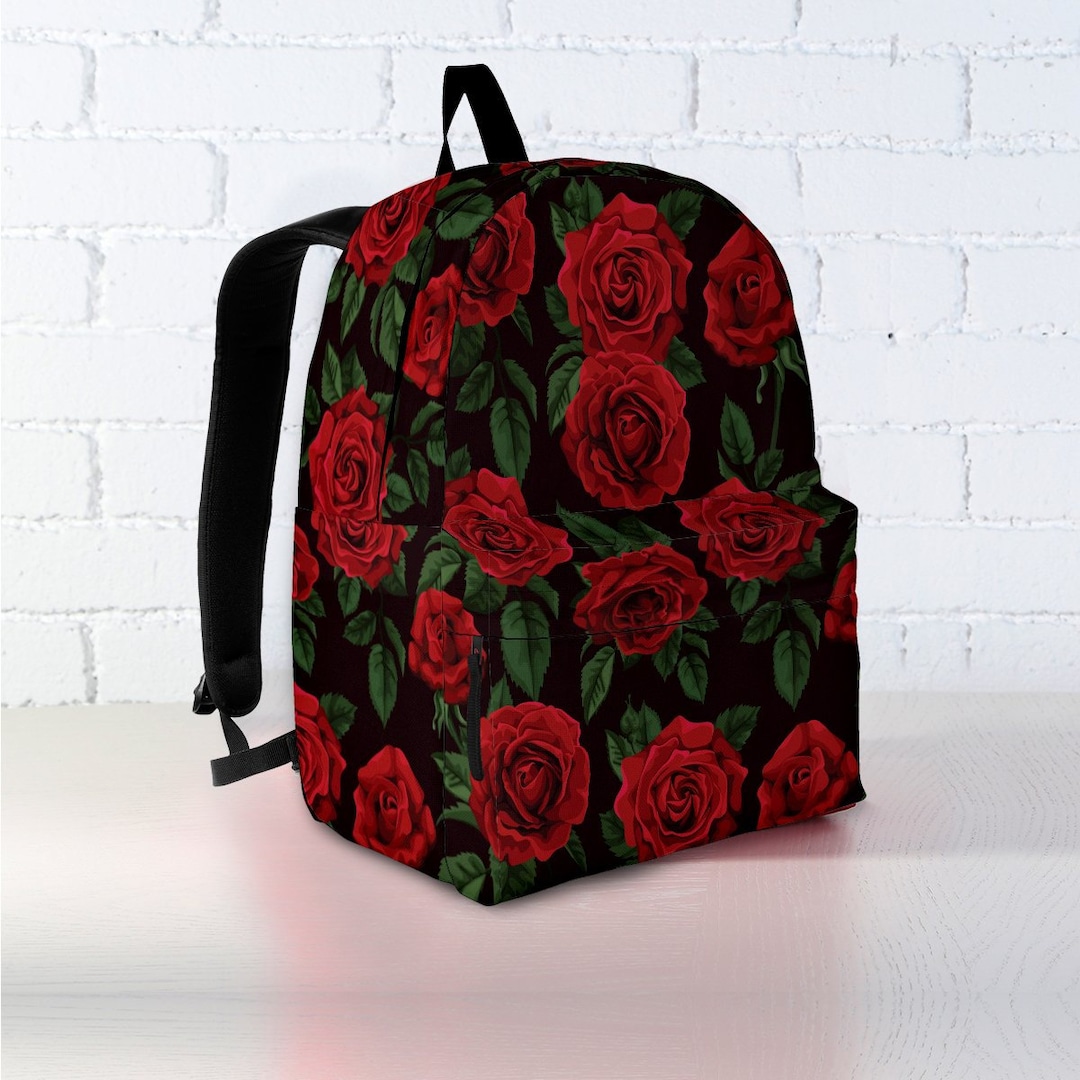 Personalized Rose Backpack – Custom Name Kids School Bag, Cute Floral ...